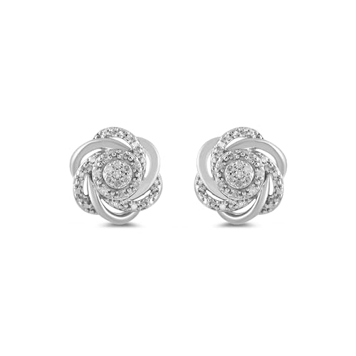 Amazon Essentials Sterling Silver Diamond 7 Stones Cluster Flower Stud Earrings (previously Amazon Collection)