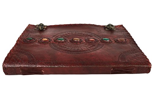 Leather Journal Book Seven Chakra Medieval Stone Embossed Handmade Book of Shadows Notebook Office Diary College Book Poetry Book Sketch Book 10 x 13 Inches