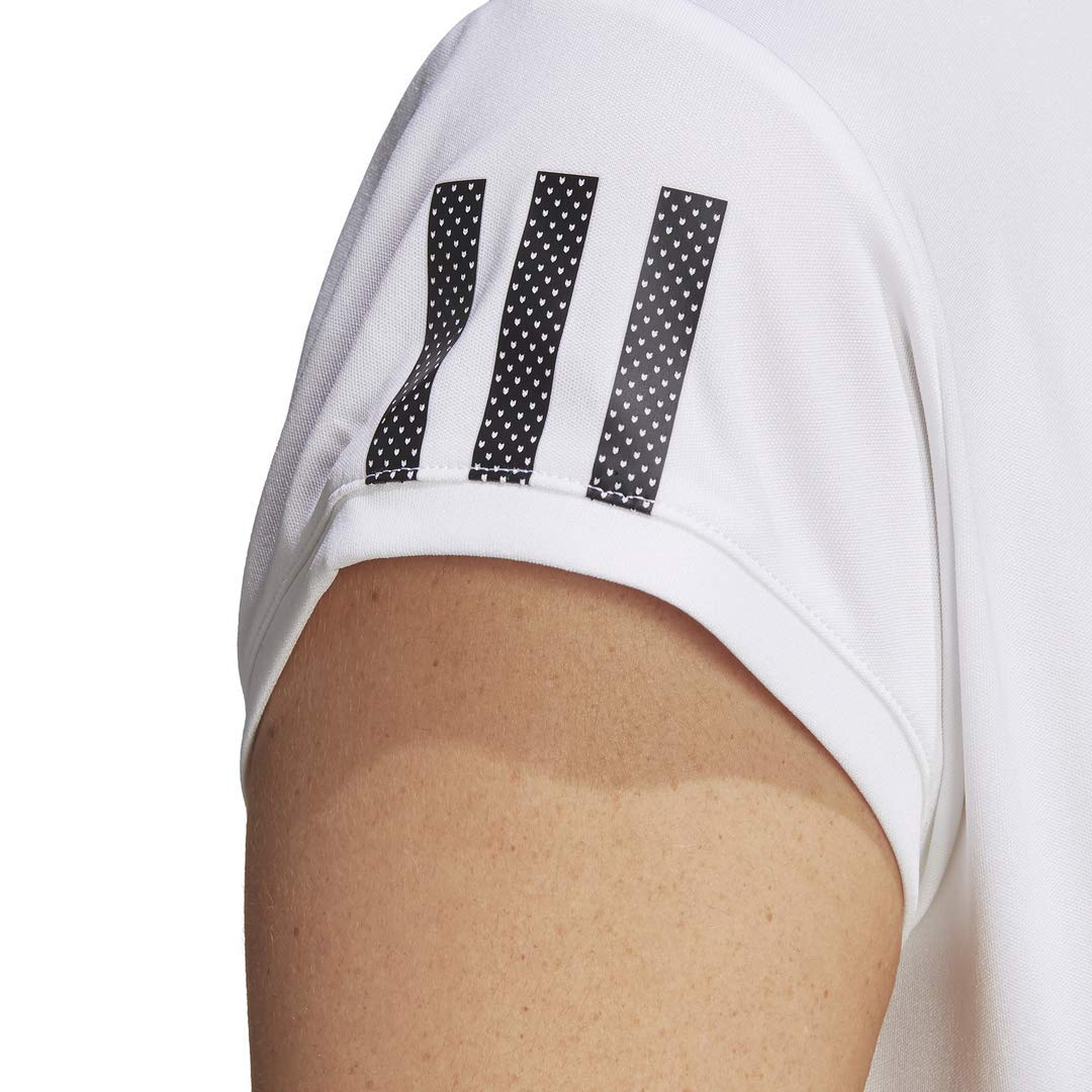 adidas womens 3-Stripes Club Tee White/Matte Silver/Black Medium