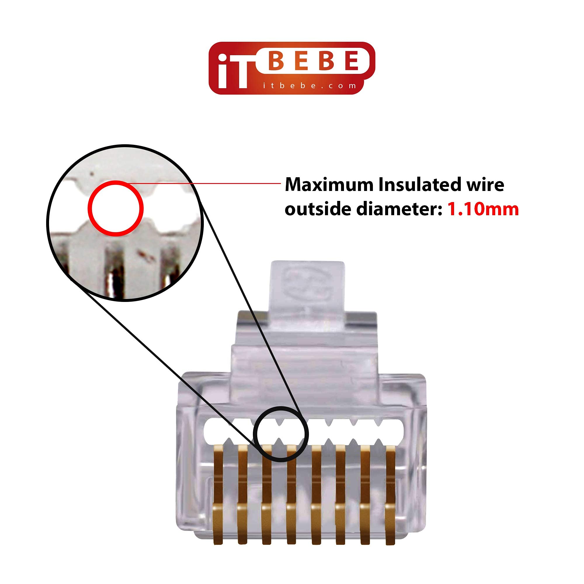 TBEBE 100 Sets of RJ45 Cat6 Pass-Through Connectors for 24 AWG Cables - 100 Pieces Cat6 Connectors Ends and 100 Pcs RJ45 Connectors Blue Strain Relief Boots for Clean, snag-Free ethernet Patch Cord