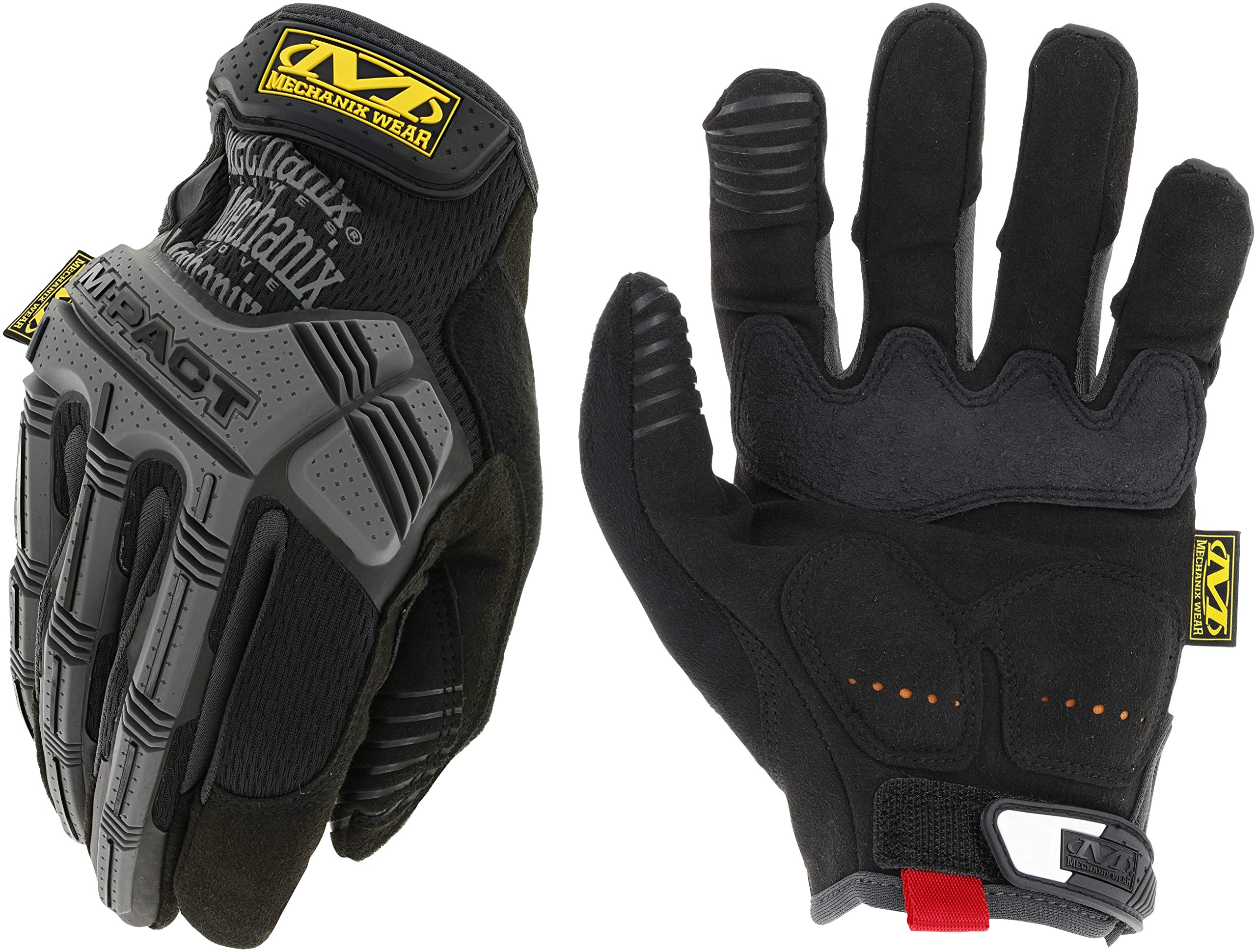 Mechanix Wear: M-Pact Work Gloves with Secure Fit, Work Gloves with Impact Protection and Vibration Absorption, Safety Gloves for Men (Black/Grey, Medium)