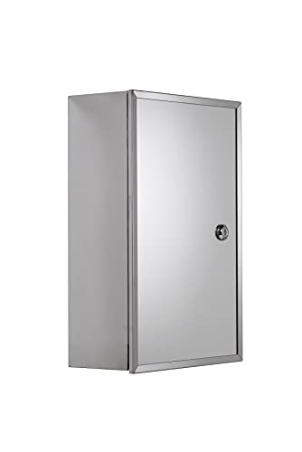 Croydex WC846005AZ Trent Stainless Steel Lockable Surface Mount Medicine Cabinet with Keys, 15.7 x 9.8 x 5.2 In.