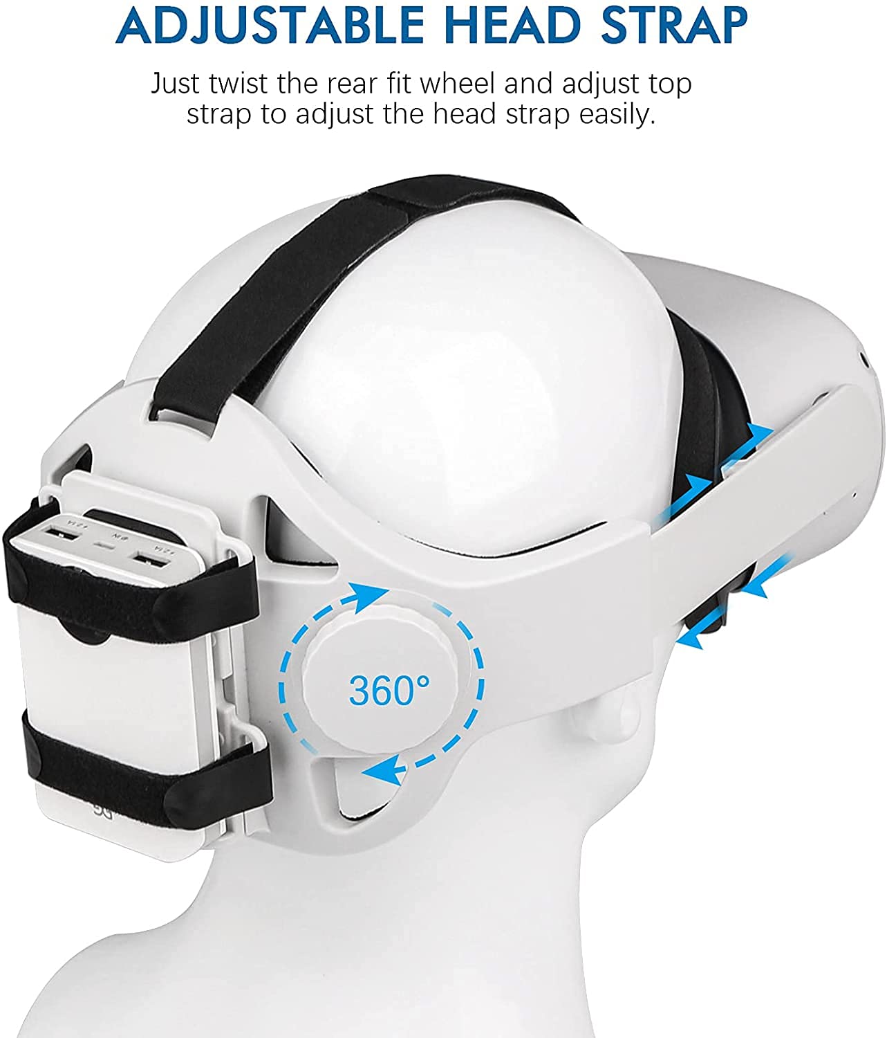 Elite Head Strap for Oculus Quest 2, YIZEIJOB VR Quest 2 Accessories Replacement Strap with Battery Holder Bracket, Adjustable Lightweight Reduce Face Pressure