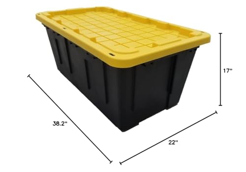 Centrex 40GTBXLTCB Tough Box Black 40 Gallon Tote with Yellow Lid