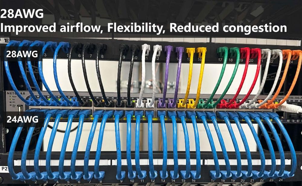 InstallerParts Ethernet Cable CAT6A Slim Cable UTP Booted 2 FT (10 Pack) - Black - Professional Series - 10Gigabit/Sec Network/High Speed Internet Cable, 550MHZ, 28AWG