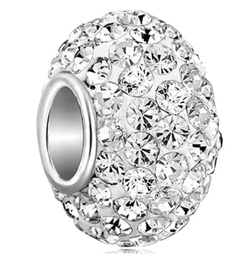 Adabele 2pcs Authentic Solid Sterling Silver Hypoallergenic Jan-Dec Birthstone Bead Charm Swarovski Rhinestone Compatible with Pandora All Bracelet Necklace Women Birthday Gift