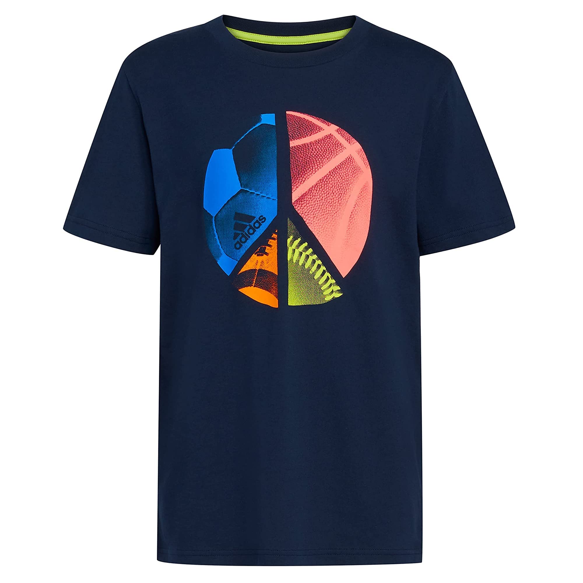 adidas Boys' Short Sleeve Cotton Graphic Novelty T-Shirt, Collegiate Navy, Large (14/16)