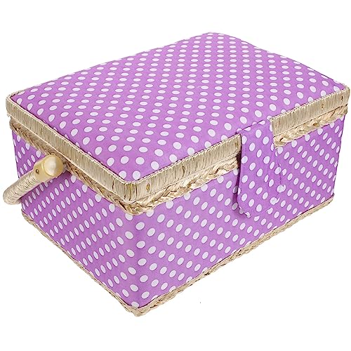 Sewing Storage Organizer with Lid Double-Layer Sewing Box Organizer Accessories Storage Bag Sewing Gifts for Kit, Scissors, Thread, Pins, Needles, Clips Purple