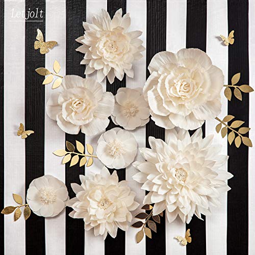 Letjolt Golden Paper Leaves Set Decorations for Family Tree Photo Wall Crafts Leaf(12pcs) Glitter Butterfly(4pcs) Nursery Decor Baby Shower Backdrop Decals