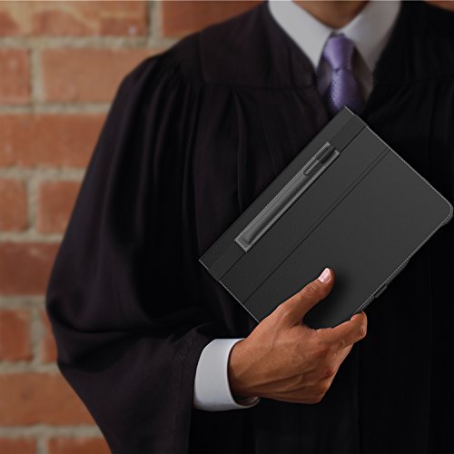 MoKo Holder Case for Microsoft Surface Pen, Premium PU Leather Cover Sleeve Pouch Protective Carrying Bag with Elastic Strap for Surface Pen Case and Other Cases Length up to 9.3"-13.5", Space Gray