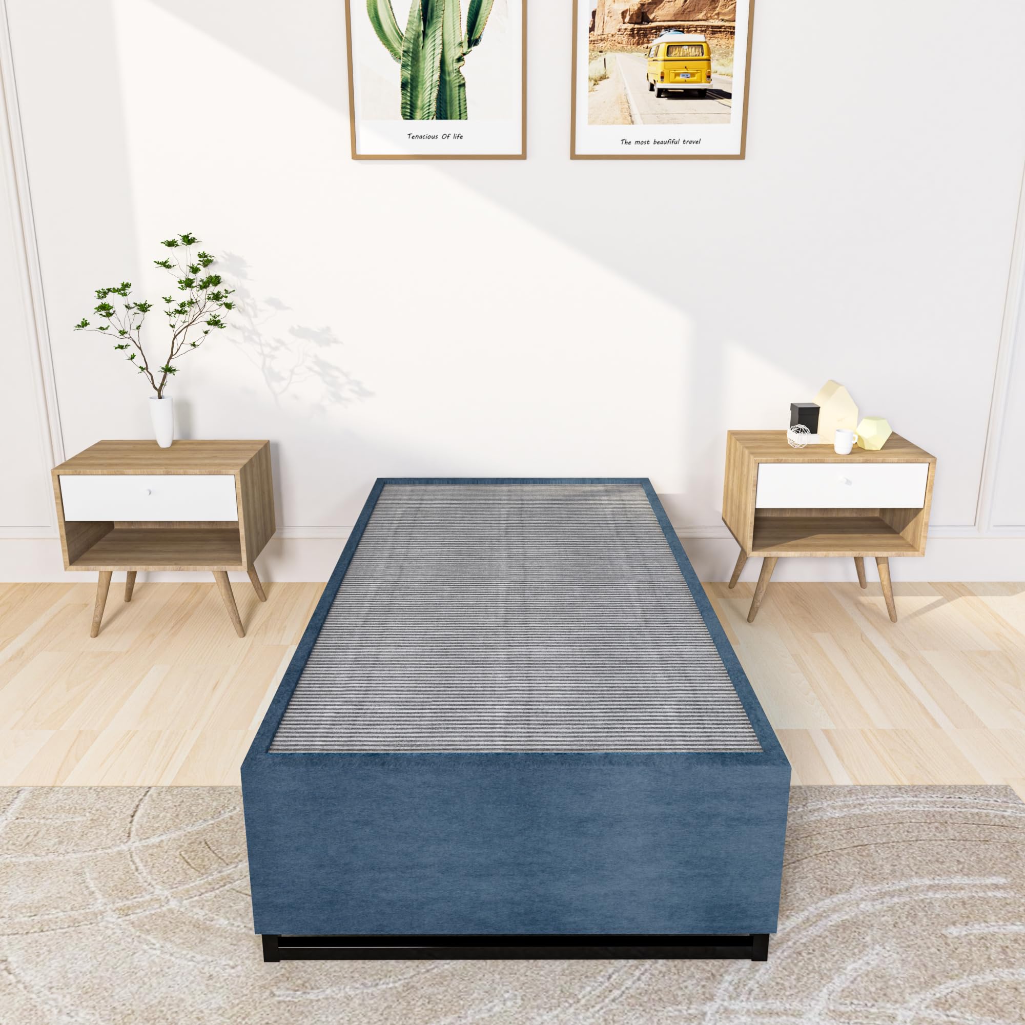 Vaciwe Twin Bed Frame with Fabric Cover 16 Inch, Metal Platform Bed Frames Twin Size No Box Spring Needed, Heavy Duty, Noise Free, Easy Assembly,Dark Grey