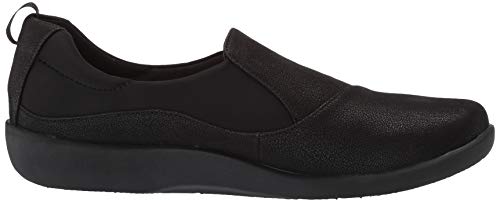 Clarks womens Sillian Paz Slip On Loafer, Black Synthetic Nubuck, 7.5 US