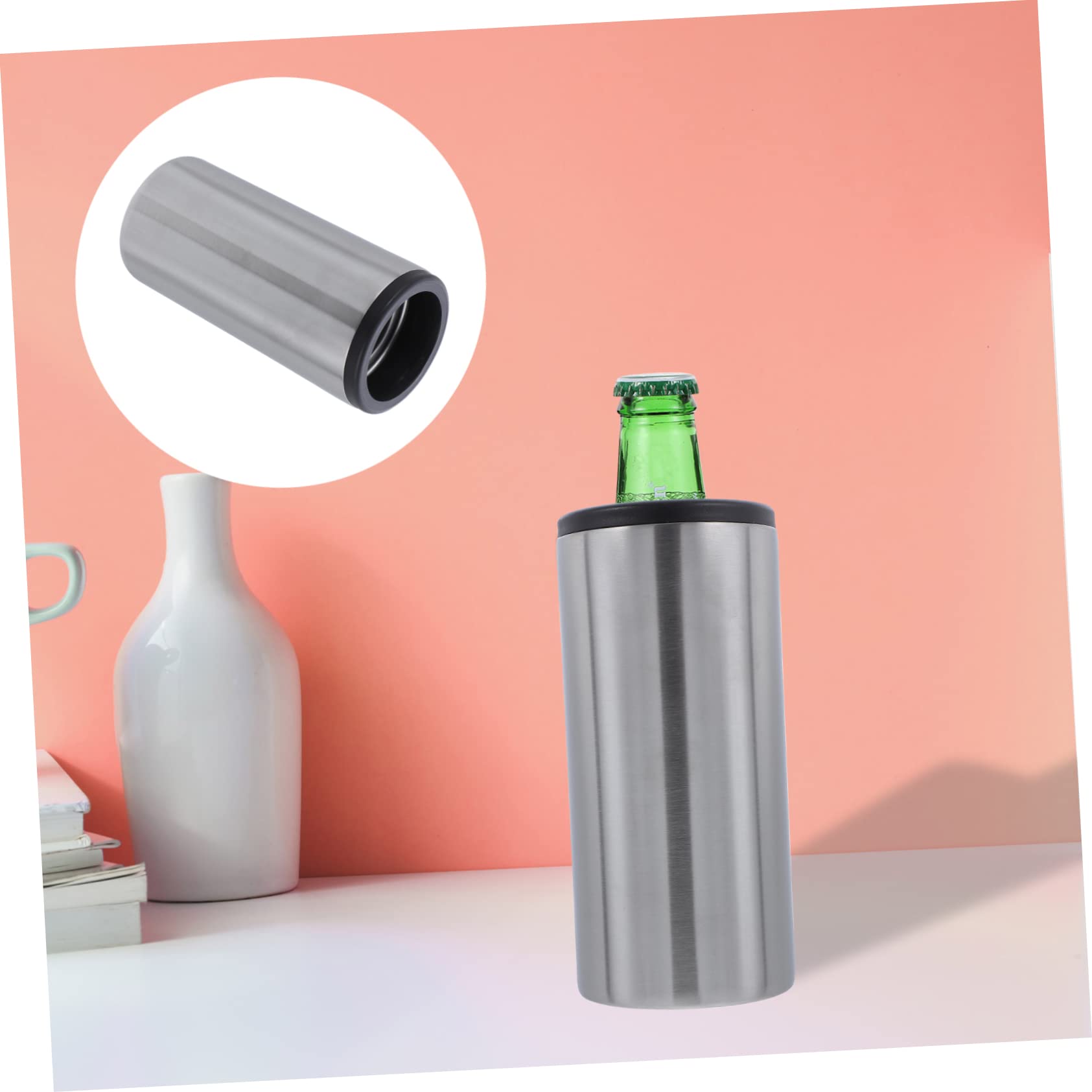 Alipis 1pc Vacuum Insulation Tank Beverages Water Bottle Convenient Bottle Cover Wine Chiller Beer Cooler for Cans Cola Insulated Mug Stylish Beer Bottle Cover Vacuum Cola Can