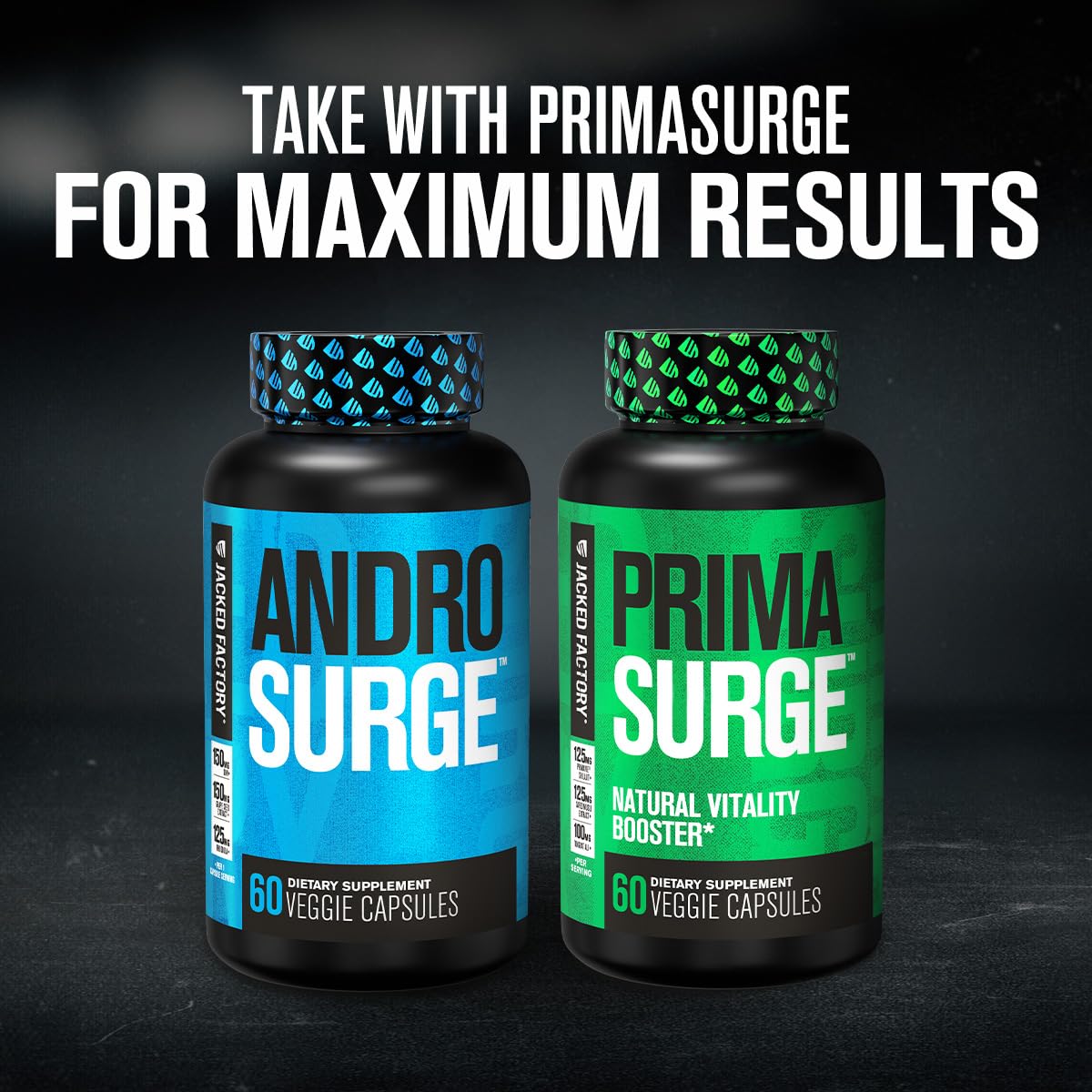 Androsurge Estrogen Blocker for Men - Natural Muscle Builder for Men with DIM, Long Jack, & Grape Seed Extract for Increased Vitality & Performance - 60 Veggie Pills