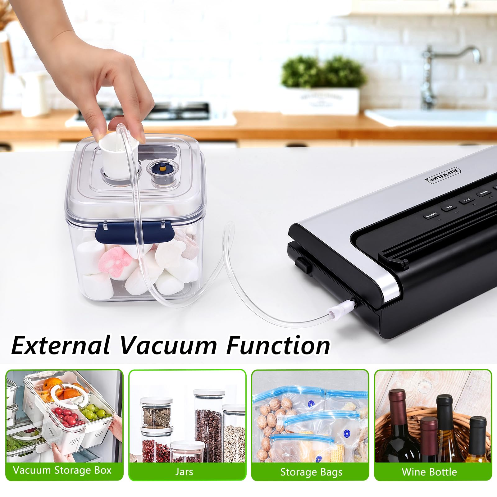 AirVita+ Vacuum Sealer Machine V72 with 6 Different Modes Multifunctional Vacuum Sealer Machine for Storage & Prolong Food Preservation, Sous Vide Matching Sealing Machine Not Include Packaging Bags