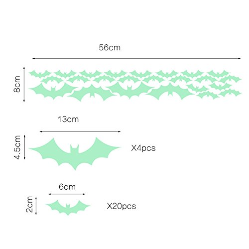 Halloween Bats Wall Decals Decorations Glow in The Dark, Fluorescence Wall Stickers for Halloween Party Kids Home Room Decals