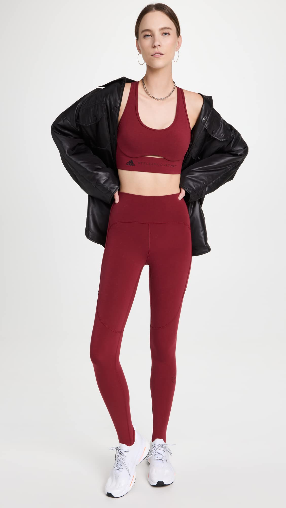 adidas by Stella McCartney Women's TrueStrength Yoga Medium Support Bra, Collegiate Burgundy, Red, XS