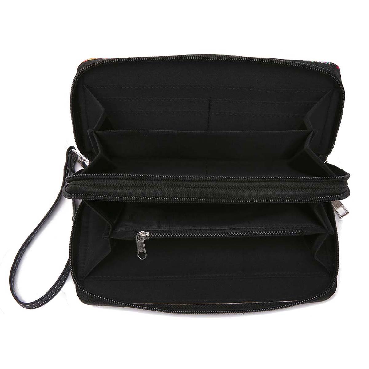 Colorful Butterfly Spring Western Style Fashion Purse Women Wristlets Wallet (Black)