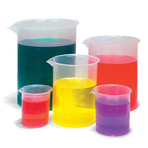 hand2mind Nestable Graduated Beakers, Plastic Beakers for Kids, Polypropylene Measuring Beaker, Beaker Set, Science Lab Equipment, Chemistry Set Supplies, Science Laboratory Supplies (Set of 5)