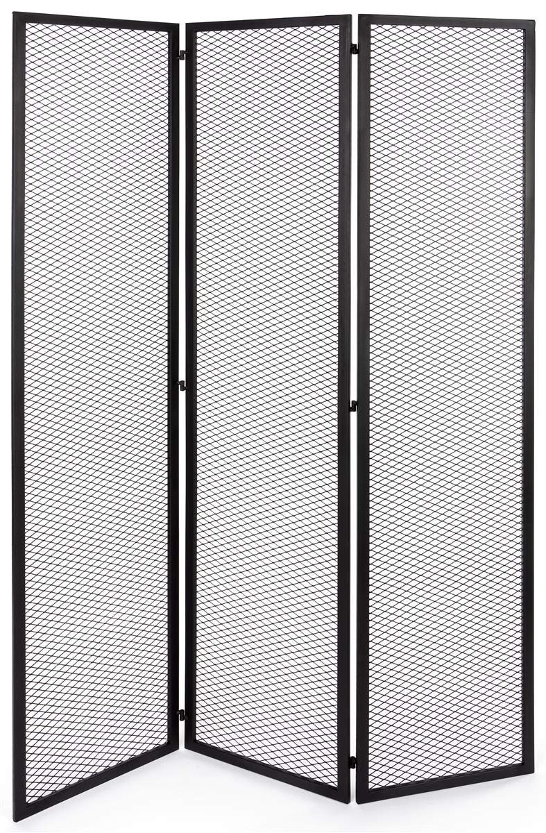 Displays2go Metal Mesh Display Screen, Three Panels, 45" W x 72" H, Iron Mesh Retail - Black (SMMMFSD)
