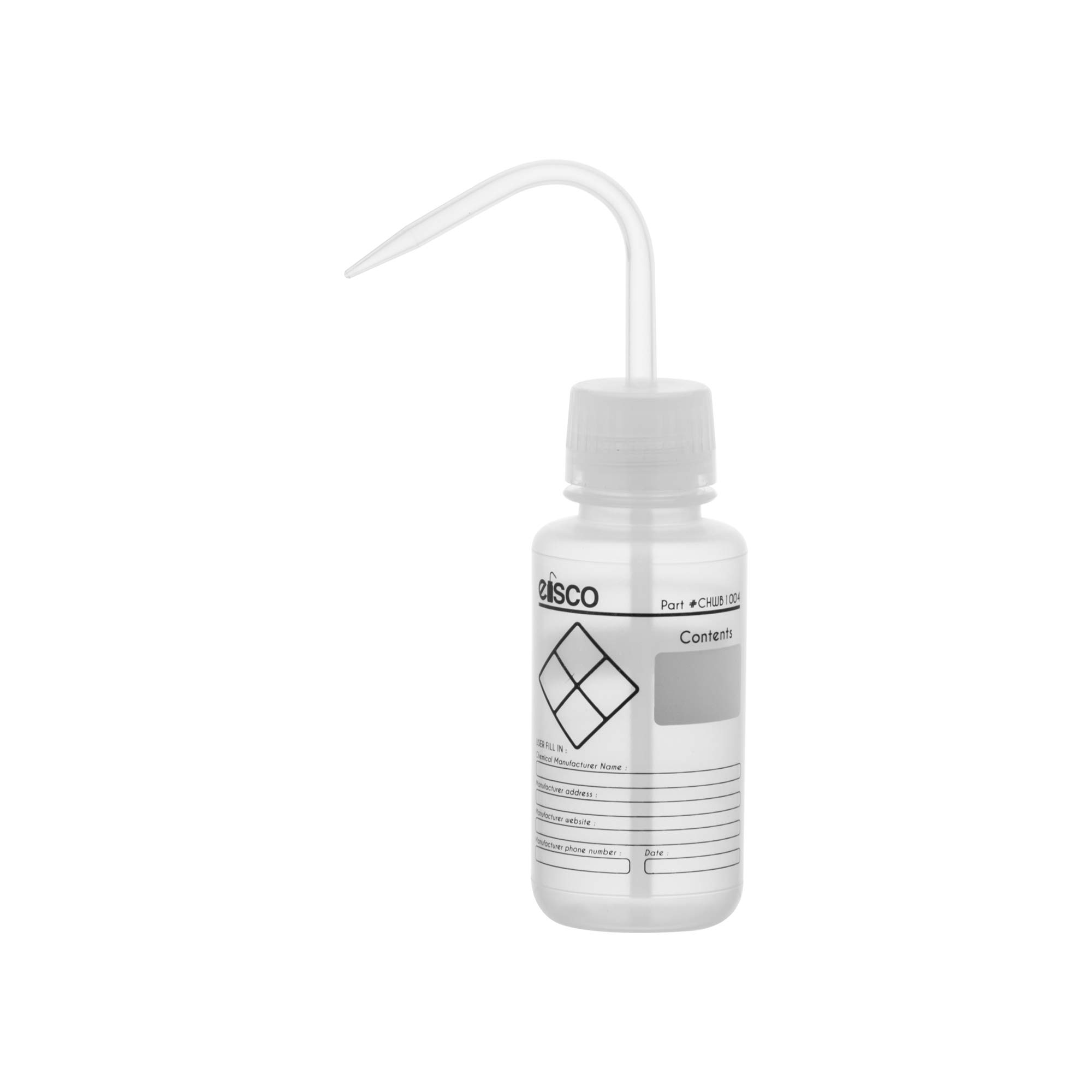 EISCO Chemical Wash Bottle, Blank Labels, 250ml - Wide Mouth, Self Venting, Low Density Polyethylene - Performance Plastics Labs