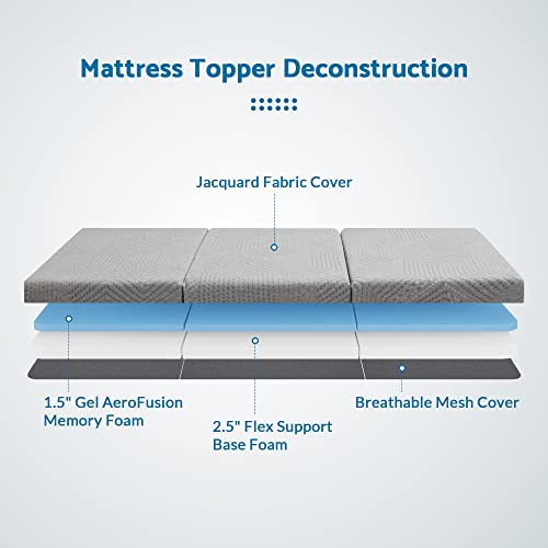 IULULU Folding Mattress, 4-Inch Single Size Tri-Fold Memory Foam Mattress Topper with Breathable & Washable Cover, Portable and Foldable Mattress for Floor, Guest Bed, Camping - CertiPUR-US Certified , Grey