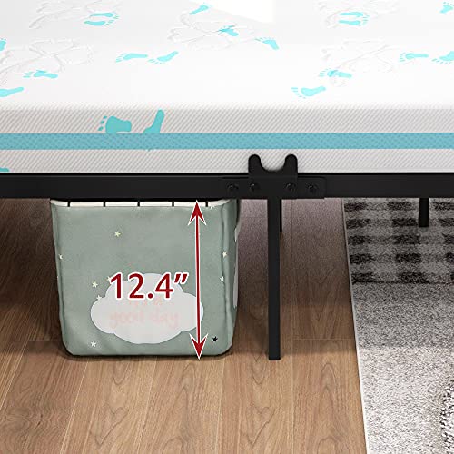 USIIN Queen Size Metal Canopy Bed Frame with Headboard and Footboard Black