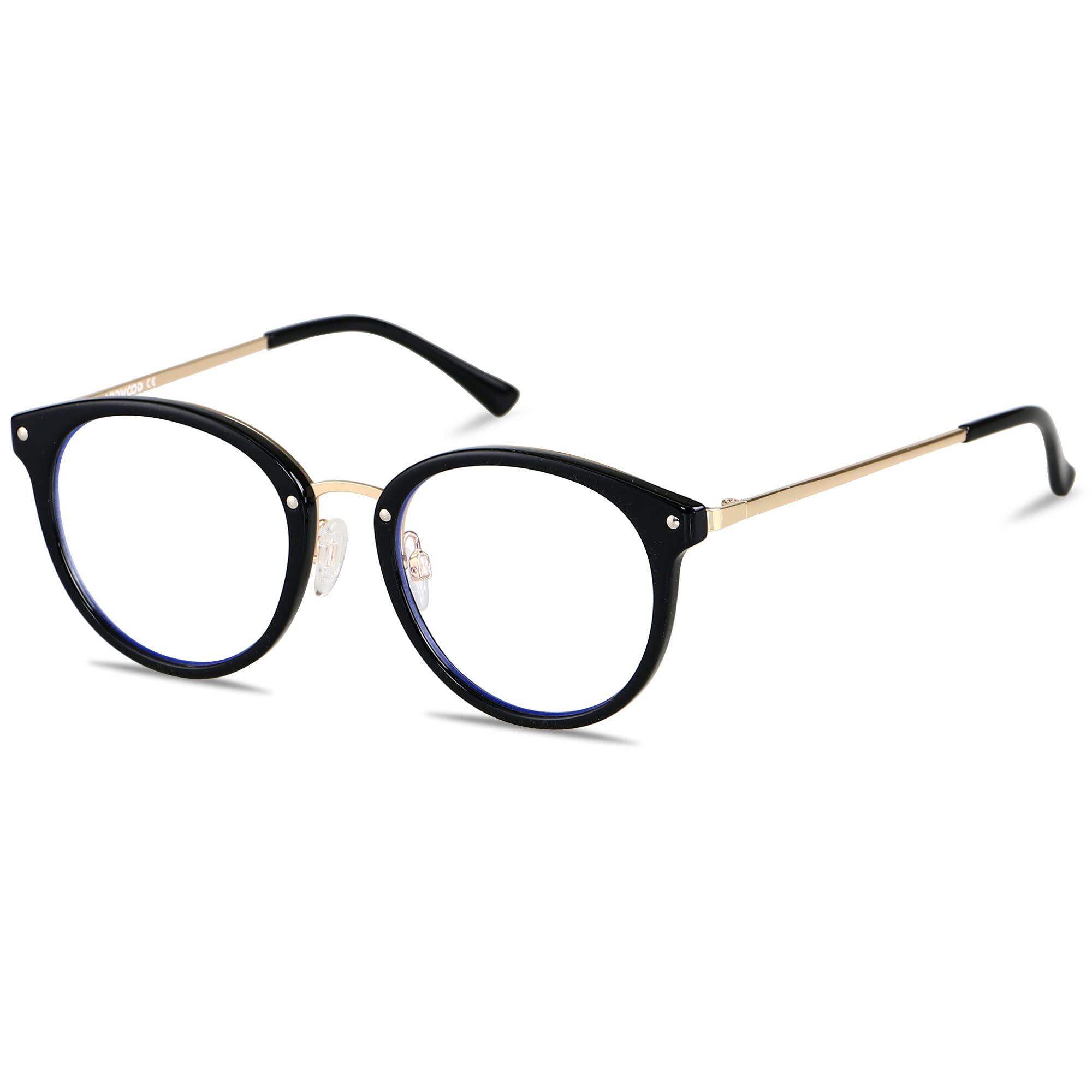 ANDWOOD Oversized Blue Light Blocking Glasses Women Big Round Computer Fake Bluelight Blocker Circle Frame Black