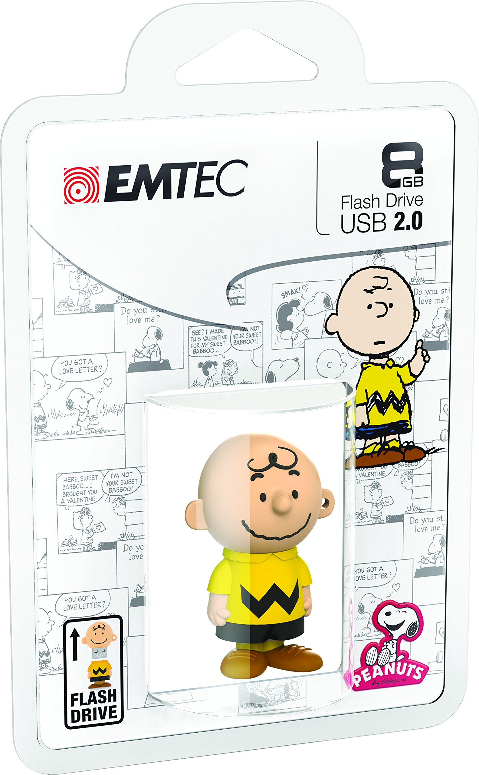 EMTEC USB Flash Drive 8GB Stick 2.0 Peanuts " Charlie Brown " 3D Design - PN 101