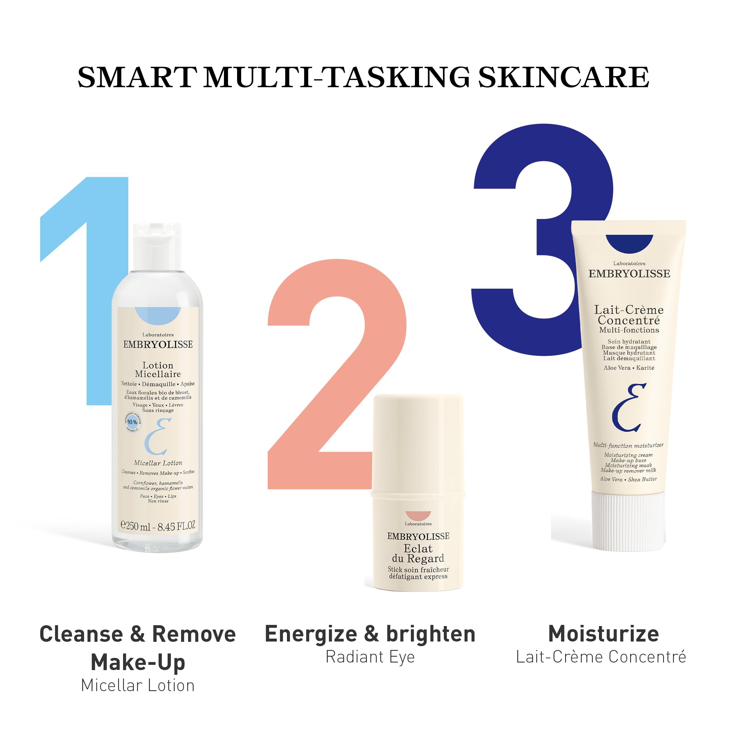 Embryolisse Gentle Micellar Lotion for Face and Eyes. Natural Floral Water Makeup Remover & Cleansing Care With Chamomile, Cornflower & Witch Hazel, 8.45 Fl Oz