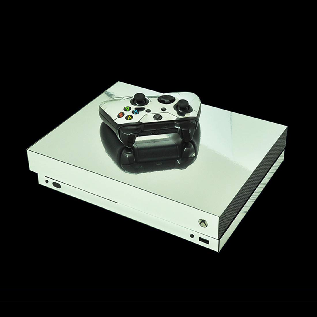 Adventure Games - Silver, Polished - Vinyl Console Skin Decal Sticker + 2 Controller Skins Set - Compatible with XBOX ONE X gaming console systems