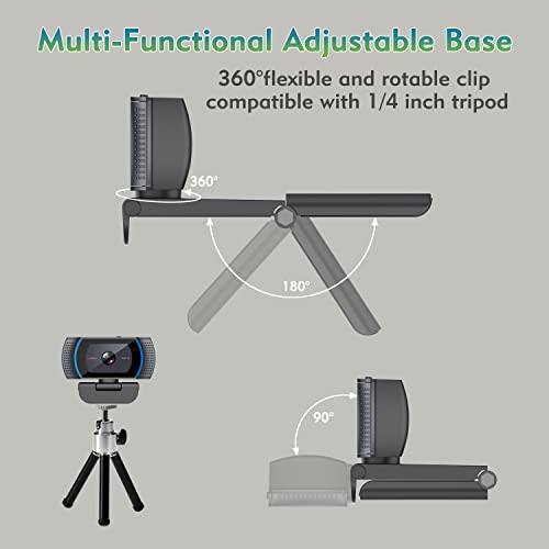 Angetube Webcam with Microphone and Privacy Cover,PC Camera Autofocus Webcam,1080P USB Web Camera with Software Control for Mac and Windows, PC Computer Camera Compatible with Zoom/Skype/Teams/OBS