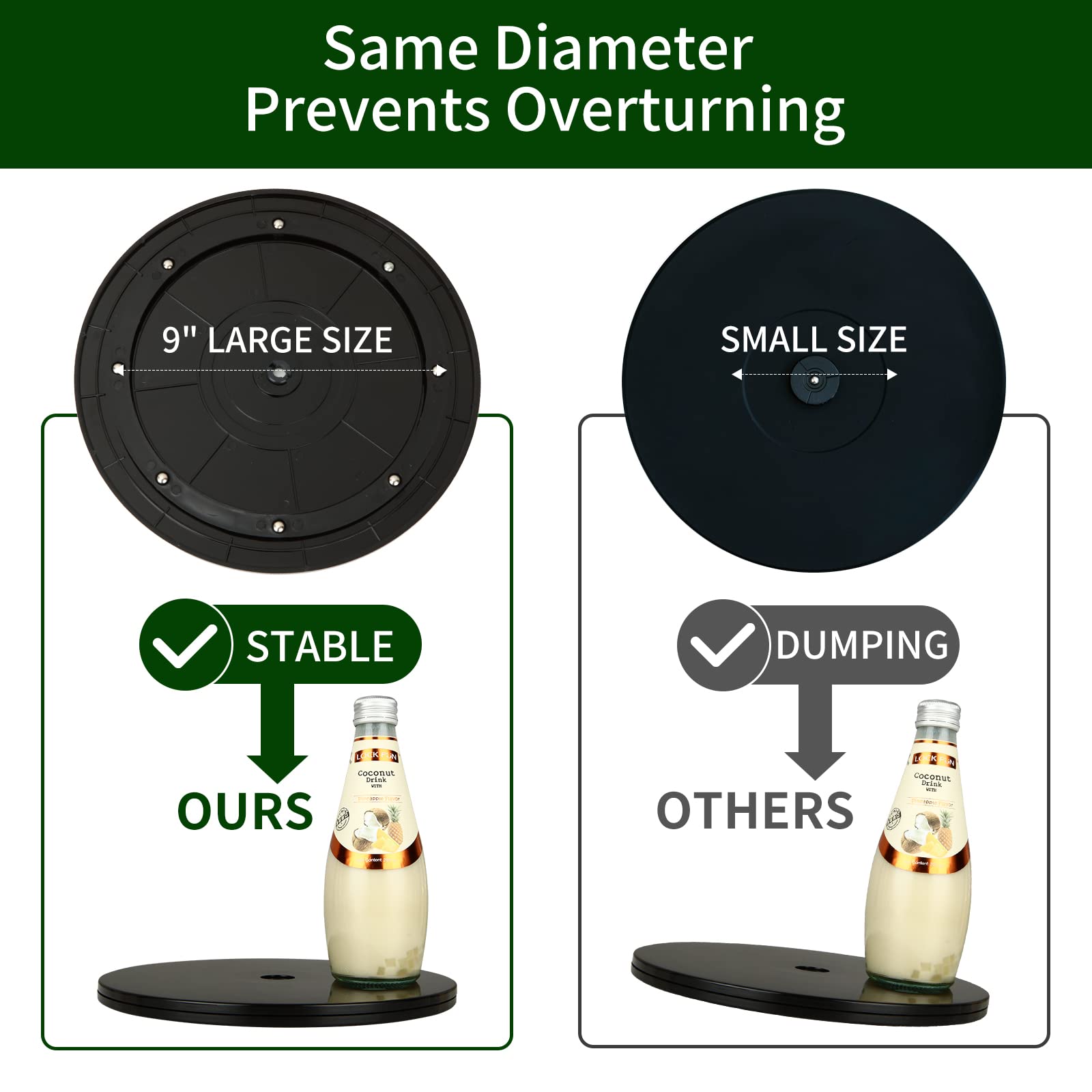 AKOLAFE 4 Pack 9 Inch Acrylic Lazy Susan Organizer Large Lazy Susan for Table 360-Degree Revolving Display Base Black Lazy Susan Turntable for Cabinet Kitchen Pantry Vanity Countertop
