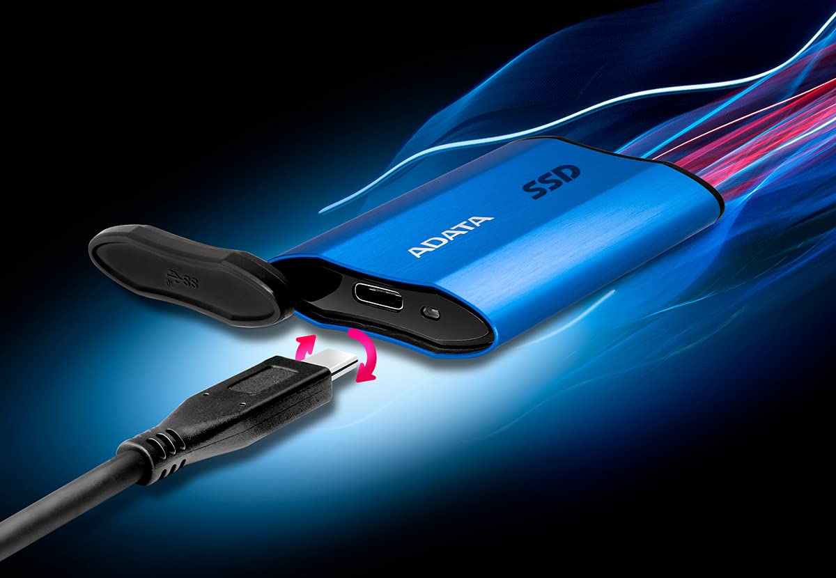 ADATA SE800 1TB IP68 Rugged - Up to 1000 MB/s- SuperSpeed USB 3.2 Gen 2 USB-C External Portable SSD Black (ASE800-1TU32G2-CBK)