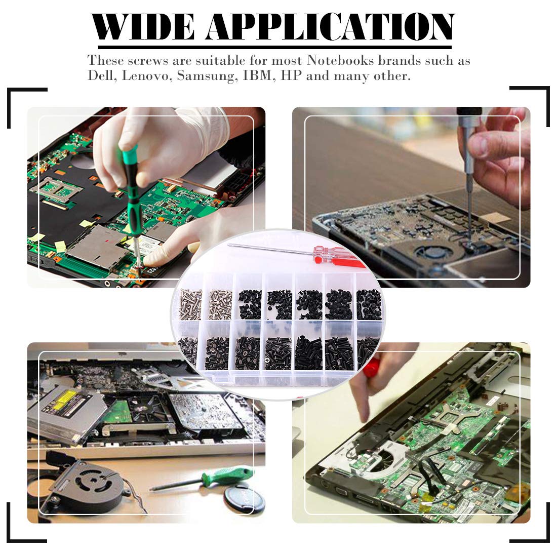 Glarks 880pcs Laptop Notebook Computer Screw Replacement Repair Kit for Lenovo Dell Toshiba Sony Samsung HP Gateway (Extra: Phillips Screwdriver)