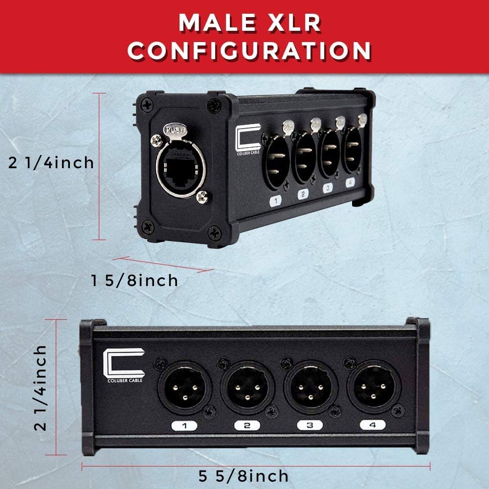 COLUBER CABLE XLR Snake 4 Channel Audio Over Ethernet - DMX Snake XLR Over Ethernet RJ45 Audio Snakes