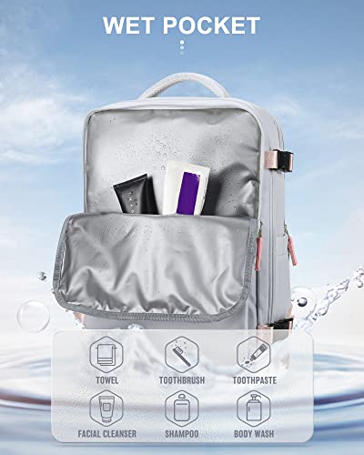 bergsalz Travel Backpack Essentials For Women Men Grey Airline Approved Personal Item Travel Bag Carry On Bag Gym Waterproof Backpack Purse College Laptop Bag