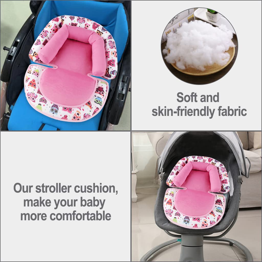 AIPINQI Baby Head Support for Car Seats, 2-in-1 Toddler CarSeat headrest Insert Cushion Soft Head Support Pillow Cushion for Newborn,Pink