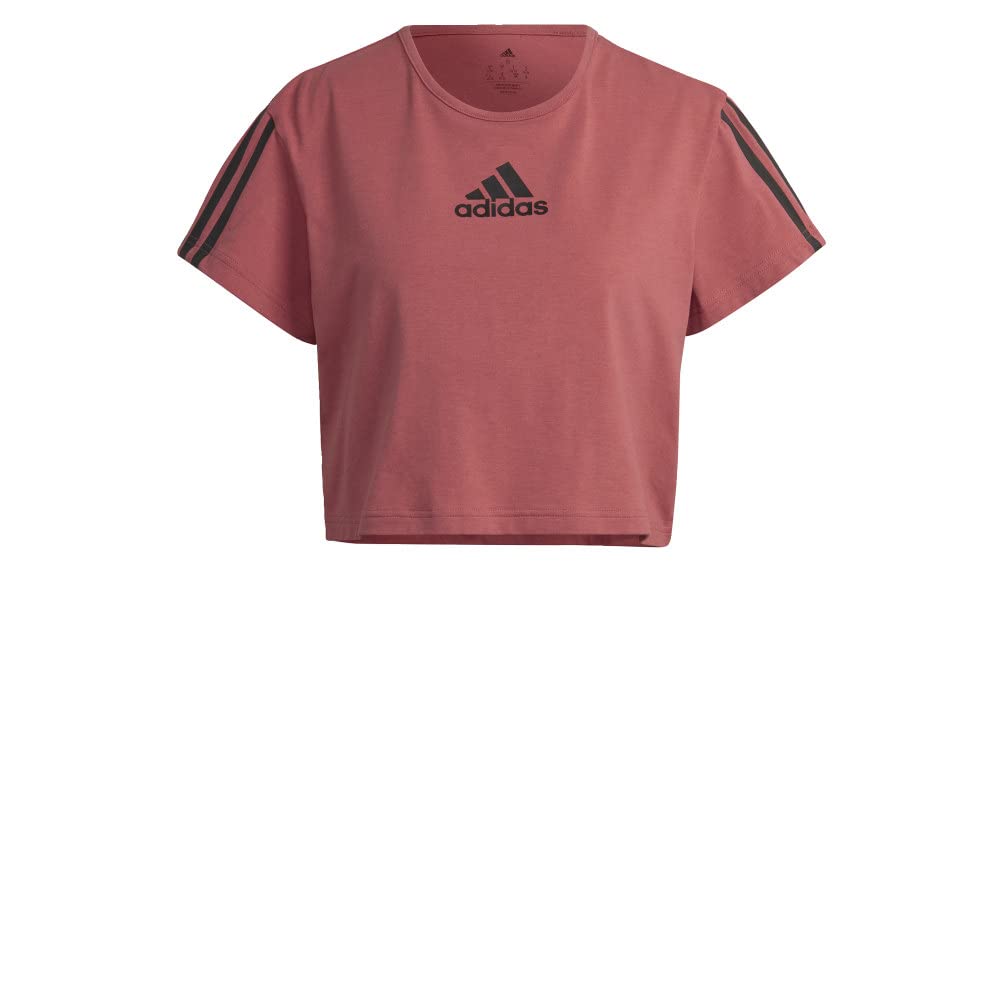 adidas Women's AEROREADY Cotton-Touch Cropped Sport Tee, Wonder Red, Large