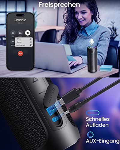 AUKTECH Bluetooth Speakers - Portable Speakers Bluetooth Wireless(100ft), 24W Loud Stereo Sound, Led Lights, 20H Playtime, IPX7 Waterproof Speaker for Outdoor, Home, Party, Beach, Shower