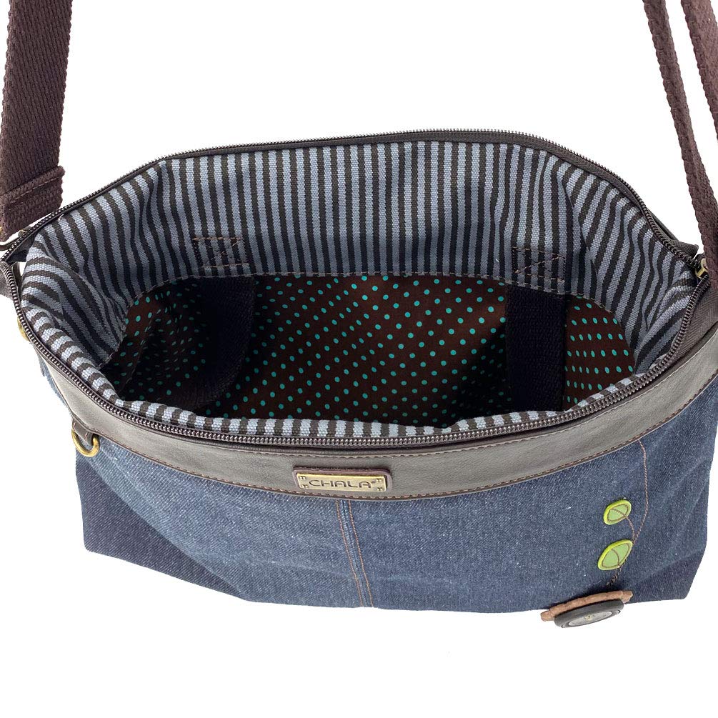 CHALA Denim Convertible Stripe Work Tote in Navy Blue (Metal Slim Cat)