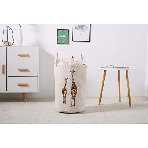 LifeCustomize Large Laundry Basket Hamper Giraffe Mom And Baby Collapsible Drawstring Clothing Storage Baskets Nursery Baby