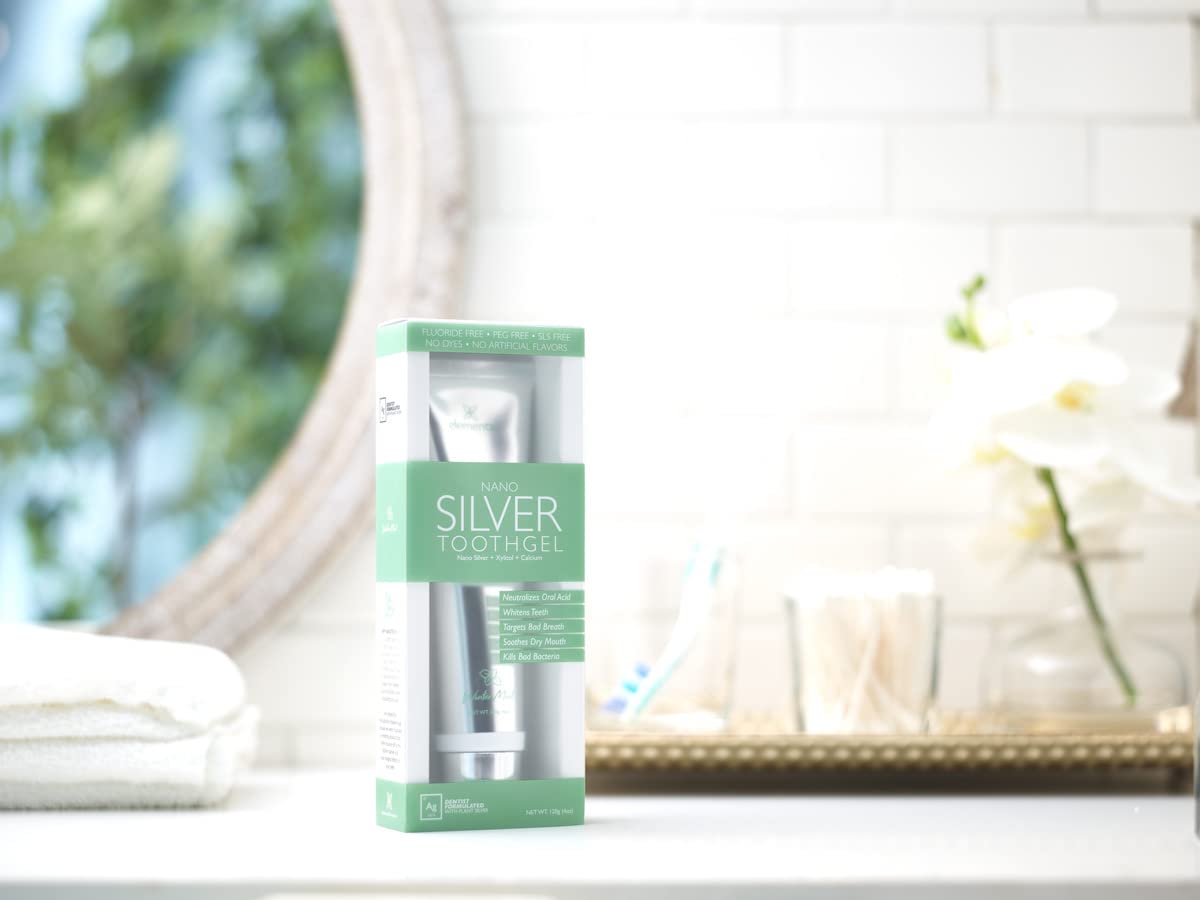 Elementa Silver Non-Foaming Toothpaste Wintermint Flavor | 5 in 1 Teeth Whitening Gel 4 Fl oz | Dentist Formulated All Natural | Professional Whitening Gel | Fluoride Free | Fresh Breath
