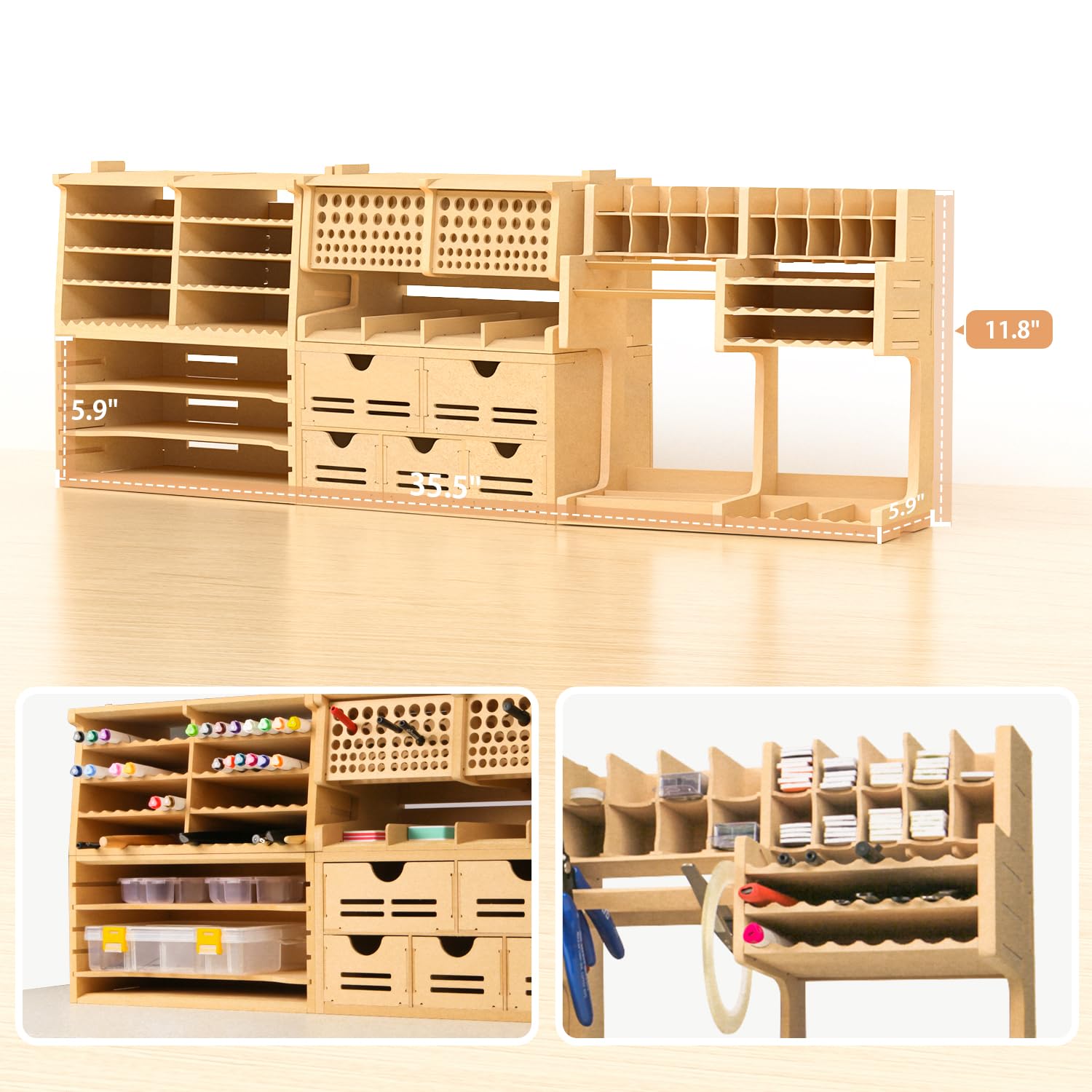 Bucasso Plastic Model Tool Organizer, Organize Plastic Model Building Tools Pliers/Tweezers/Brushes/Screwdrivers Stick Tools, MDF Material Model Workbench, Suitable for Tamiya/Gundam Tools GK Pro