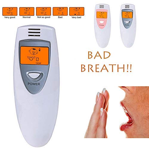 Pocket Bad Breath Tester Odor Detector Health Care Gadgets Breathalyzer Analyzer Breathe Smell Checker (Gray)