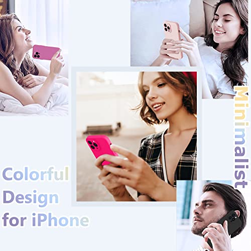BossKiss Compatible with iPhone 14 Pro Case 6.1 inch, Premium Liquid Silicone Case [Velvety Touch] [2 Pcs 9H Tempered Glass Screen Protector], Camera All-Round Protection Shockproof Case, Hot Pink