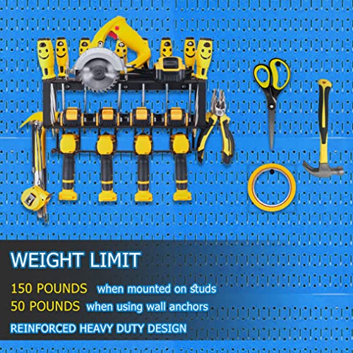 PLOSIF Power Tool Organizer, Ultra Heavy Duty Wall Mount Drill Holder 4 Layers Floating Shelves, Garage Shelving on Pegboard, Garage Organization and Storage Rack for Dad