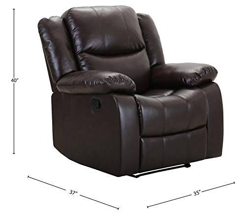 Amazon Brand – Ravenna Home Recliner Chair, 37"W, Leather, Brown