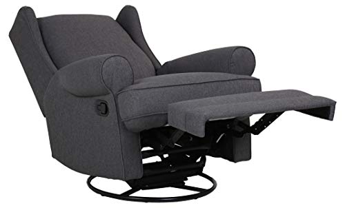 Amazon Brand – Ravenna Home Manning Upholstered Swivel Glider Recliner, 34.6"W, Smoke Grey