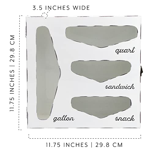 AuldHome Enamelware Kitchen Bag Organizer (White), Farmhouse Style Holder Compatible with Zipper Seal Kitchen Storage